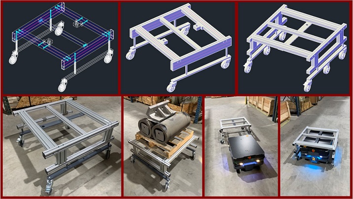 Custom 8020 Cart for MiR Autonomous Mobile Robots | Hartfiel Automation Custom 8020 Cart for MiR Autonomous Mobile Robots | Hartfiel Automation